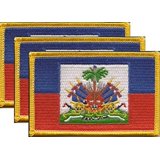 Pack of 3 Country Flag Patches 3.50" x 2.25", Three International Embroidered Iron On or Sew On ...