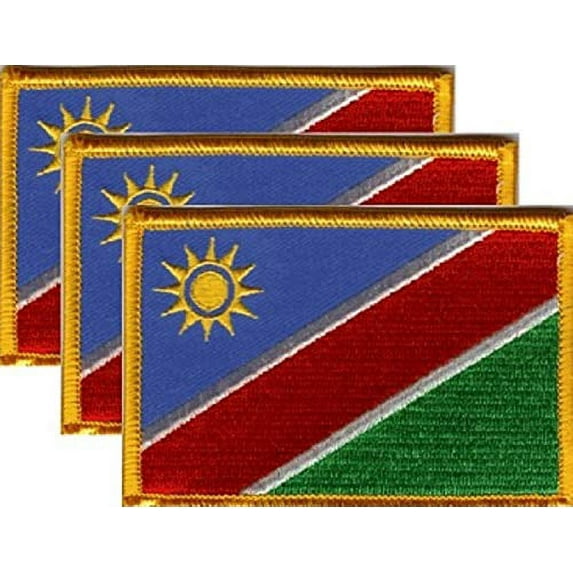 Pack of 3 Country Flag Patches 3.50" x 2.25", Three International Embroidered Iron On or Sew On ...