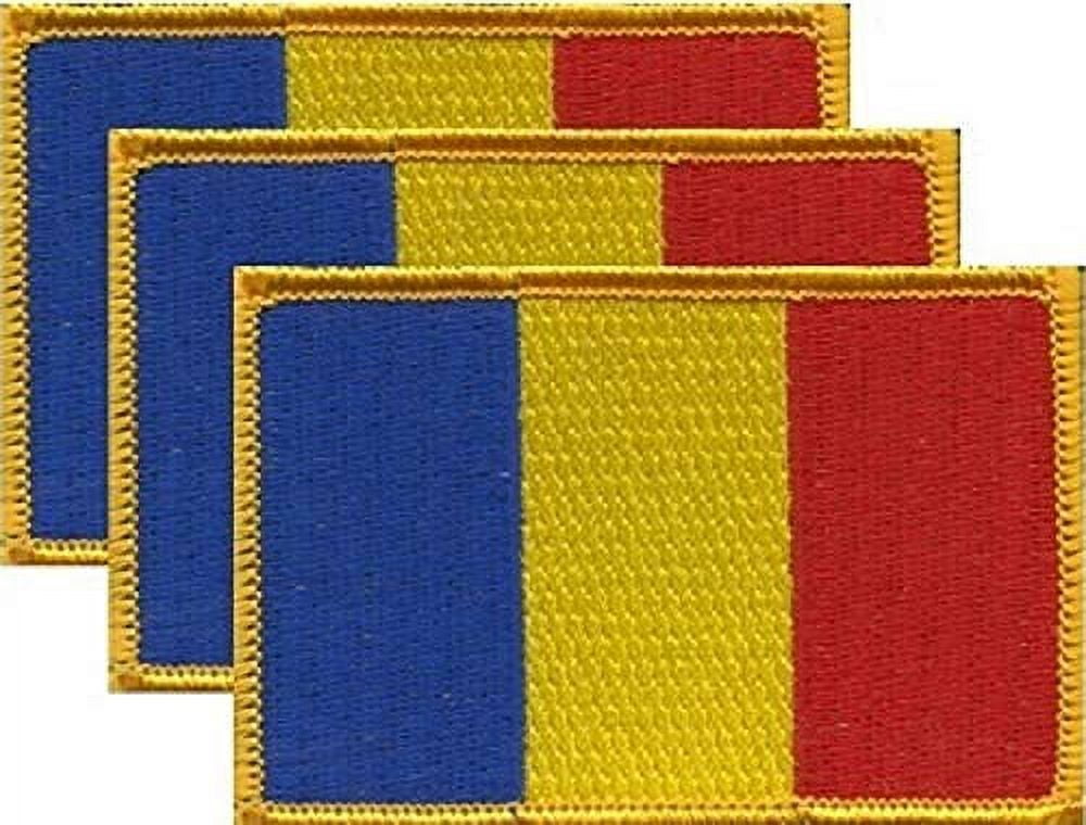 Pack of 3 Country Flag Patches 3.50" x 2.25", Three International Embroidered Iron On or Sew On ...