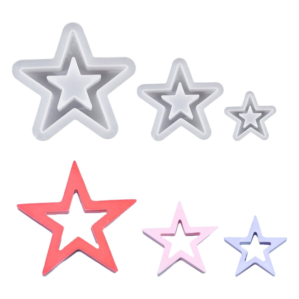 Pack of 3 Creative Hollow Star Silicone Molds Crafting Moulds Silicone ...