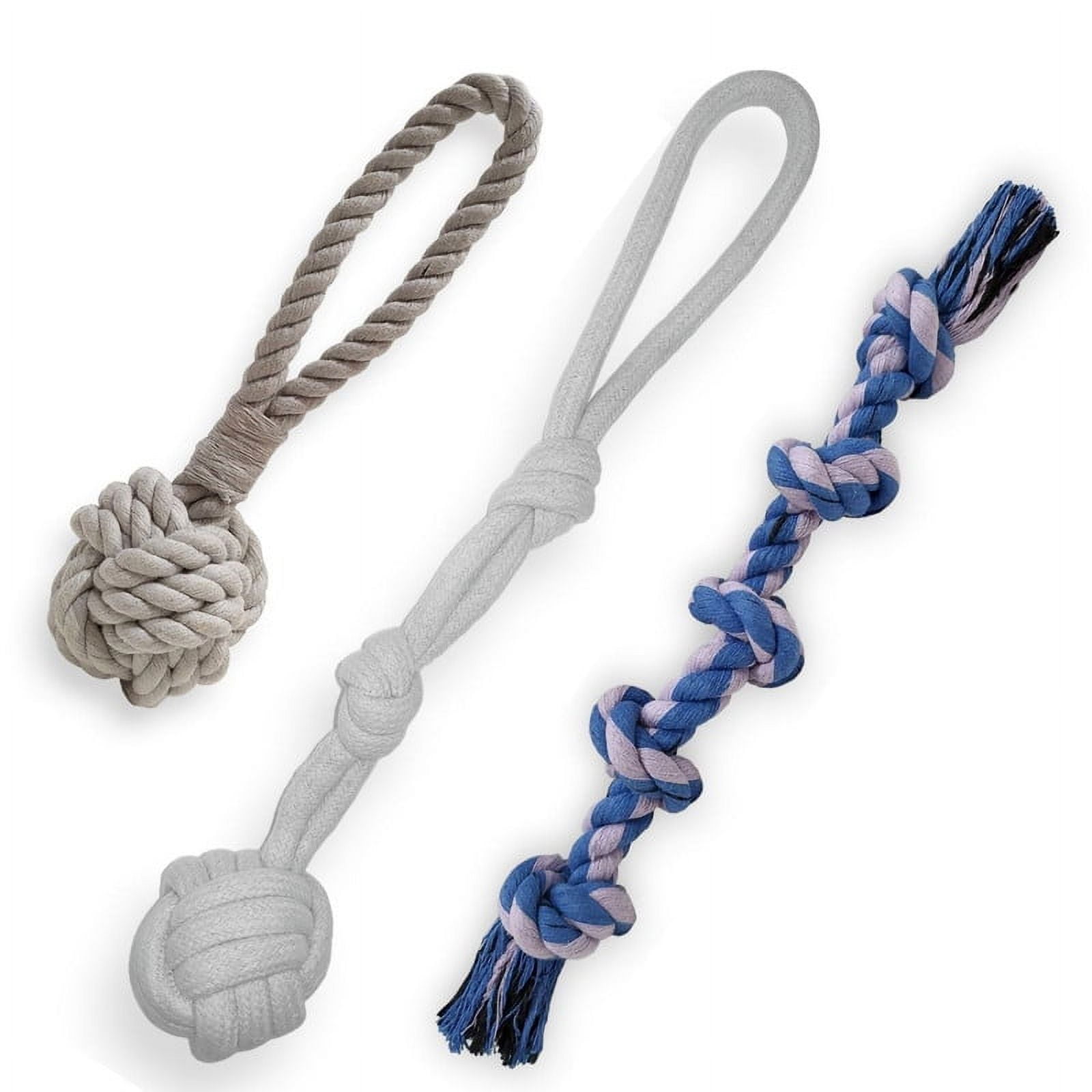 MYSUPERPAWS.COM Durable Rope Toys for Dogs, Pack of 3, Cotton Tug Chew ...