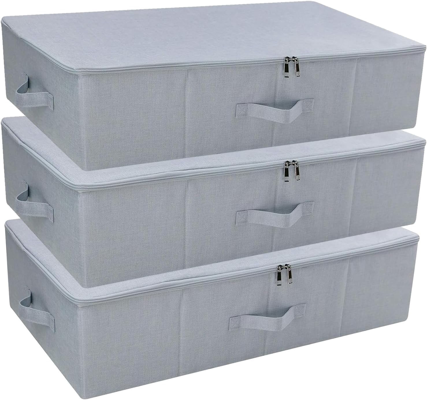 Pack of 3, Folding Under Bed Storage Bins for Clothes, Shoes Organiser ...