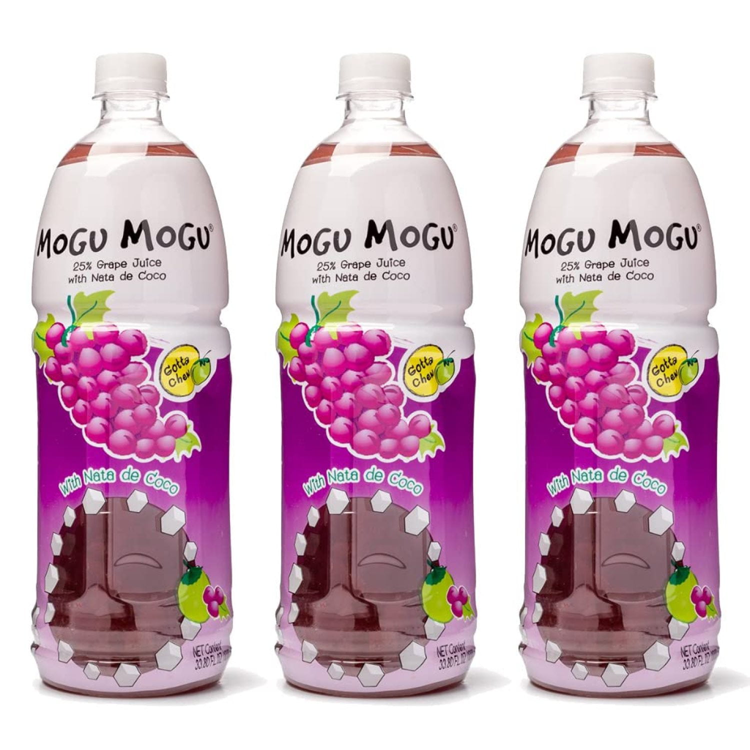 [Pack of 3] [Free Measuring Spoon] Mogu Mogu Juice with Nata De Coco - 33.8 Fl Oz Large Family ...