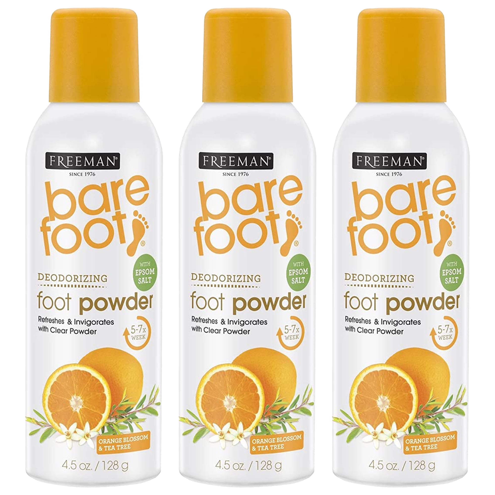 Pack of (3) Freeman Bare Foot Powder Deodorizing Spray 4.5 Ounce (133ml ...