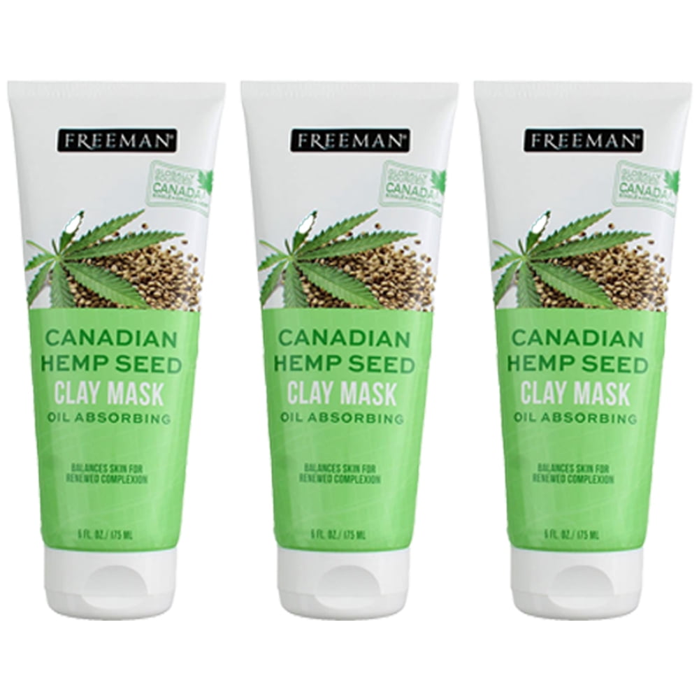 Pack of (3) Freeman Canadian Hemp Seed Oil Absorbing Clay Mask, 6 fl oz ...