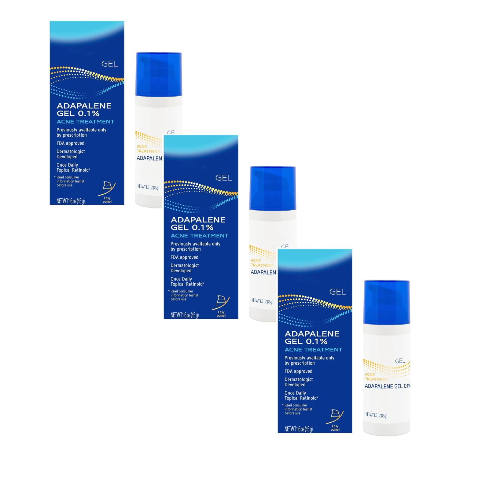 Pack of 3 Gel Acne Treatment with Retinoid and 0.1% Adapalene, 1.6 oz ...