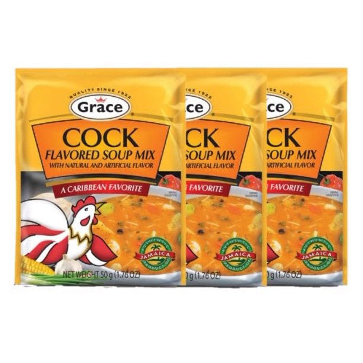 Grace Jamaican Cock Soup Mix, 3 Pack, 1.76 oz Each, Flavorful Broth for ...