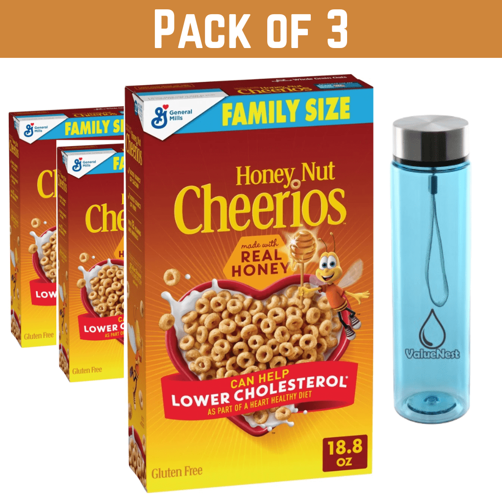 Pack of 3 Honey Nut Cheerios Cereal, Family Size 18.8 oz Each, Heart ...