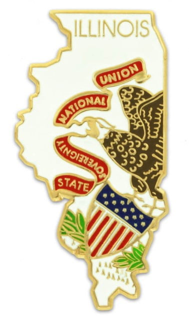 Pack of 3 Illinois Map Shaped Lapel Pins; Three Tie Pin Badges with ...