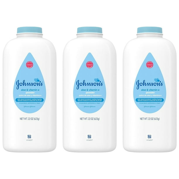 Pack of (3) Johnsons Baby Powder, Pure Cornstarch, Aloe And Vitamin E ...