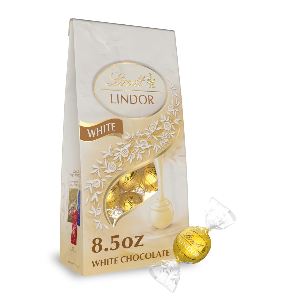 Pack of 3 Lindt LINDOR White Chocolate Candy Truffles, 1 bag, 8.5 oz ...