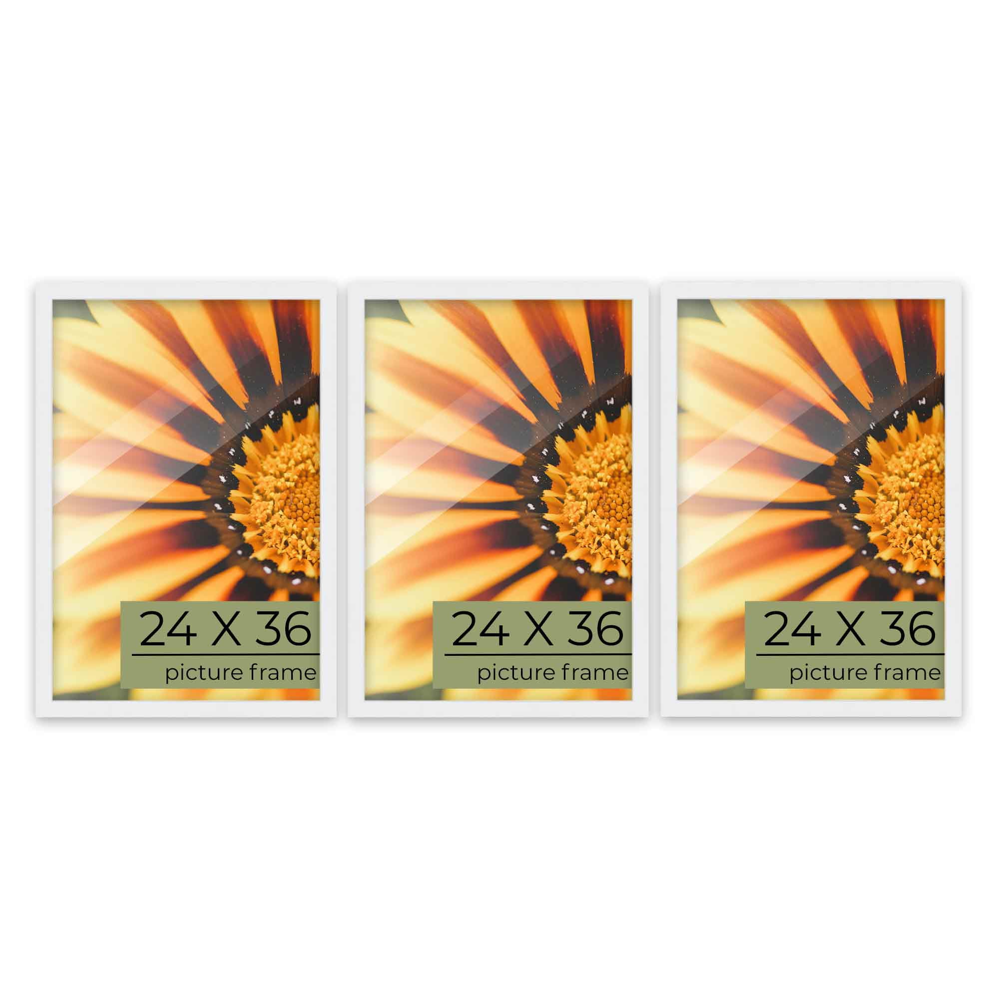 Pack of 3 Matte White 24x36 Picture Frames | Solid Wood | UV-Resistant ...