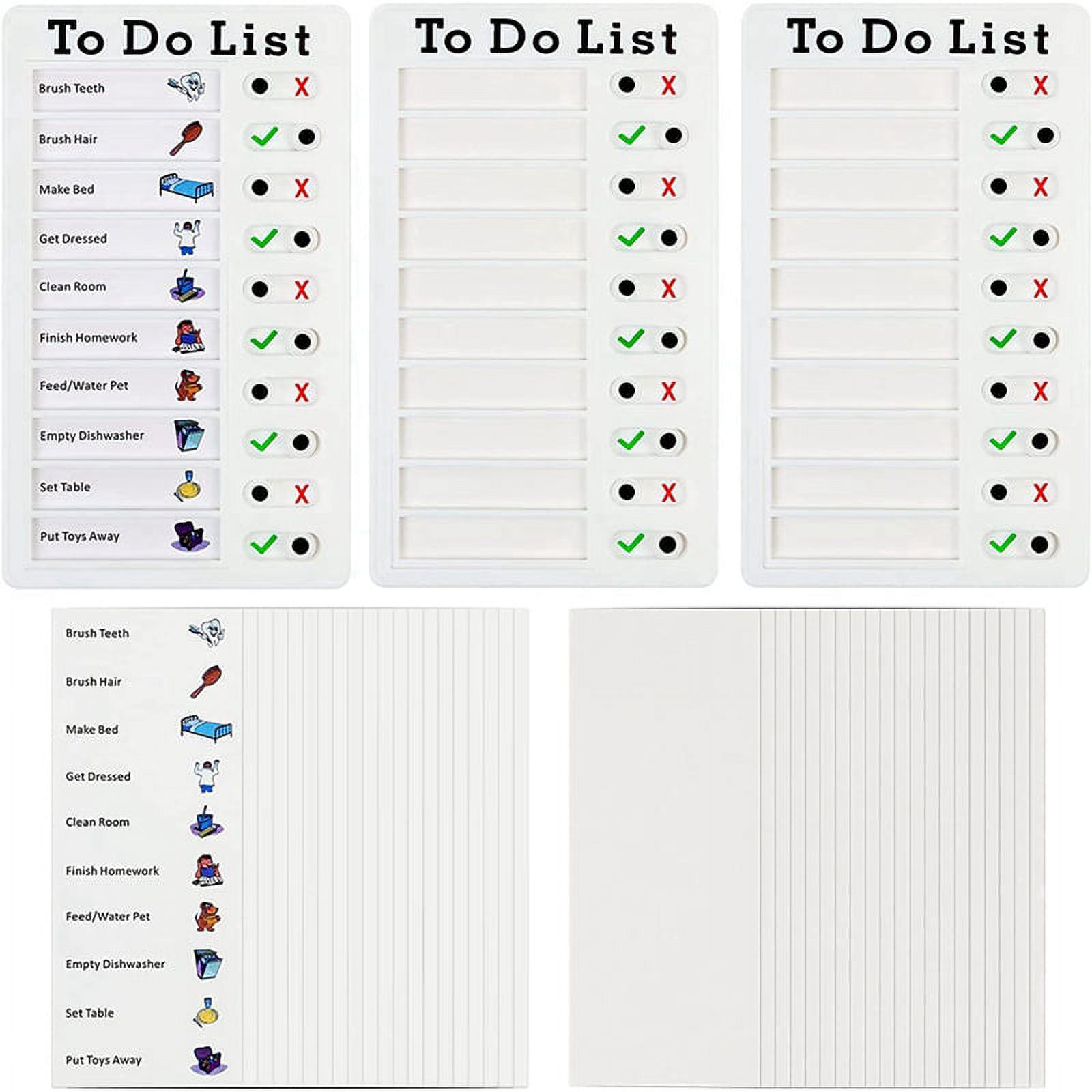 Pack of 3 Memo Boards, Removable Plastic Chore Chart, To-Do List ...