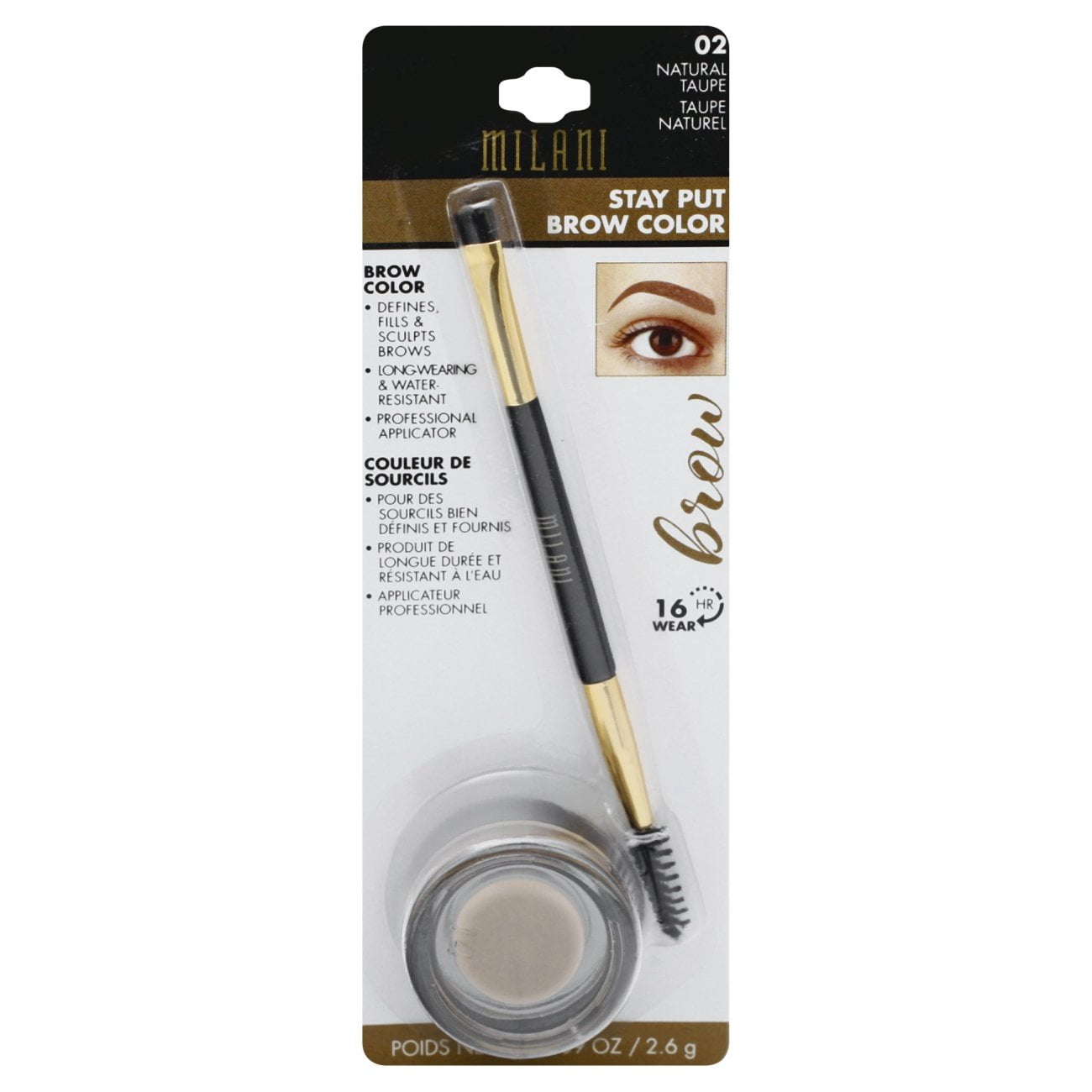Pack of 3 Milani Stay Put Brow Color Natural Taupe - Each (Packaging ...