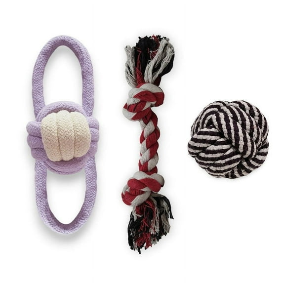 Pack of 3 Multipack Rope Toys for Dogs All-Natural Tug Tough Durable ...
