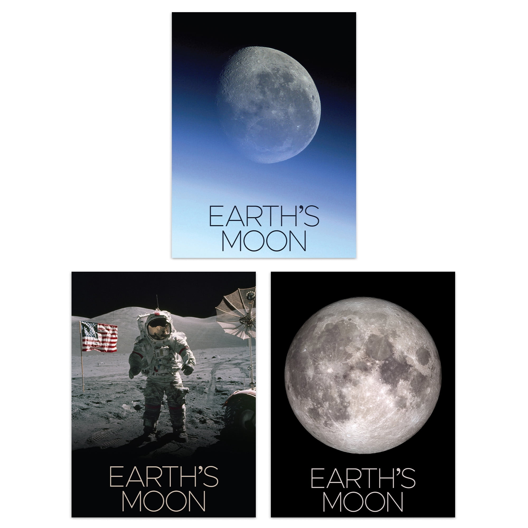 Pack of 3 NASA Our Solar System Earth's Moon Images Lunar Orbiter ...