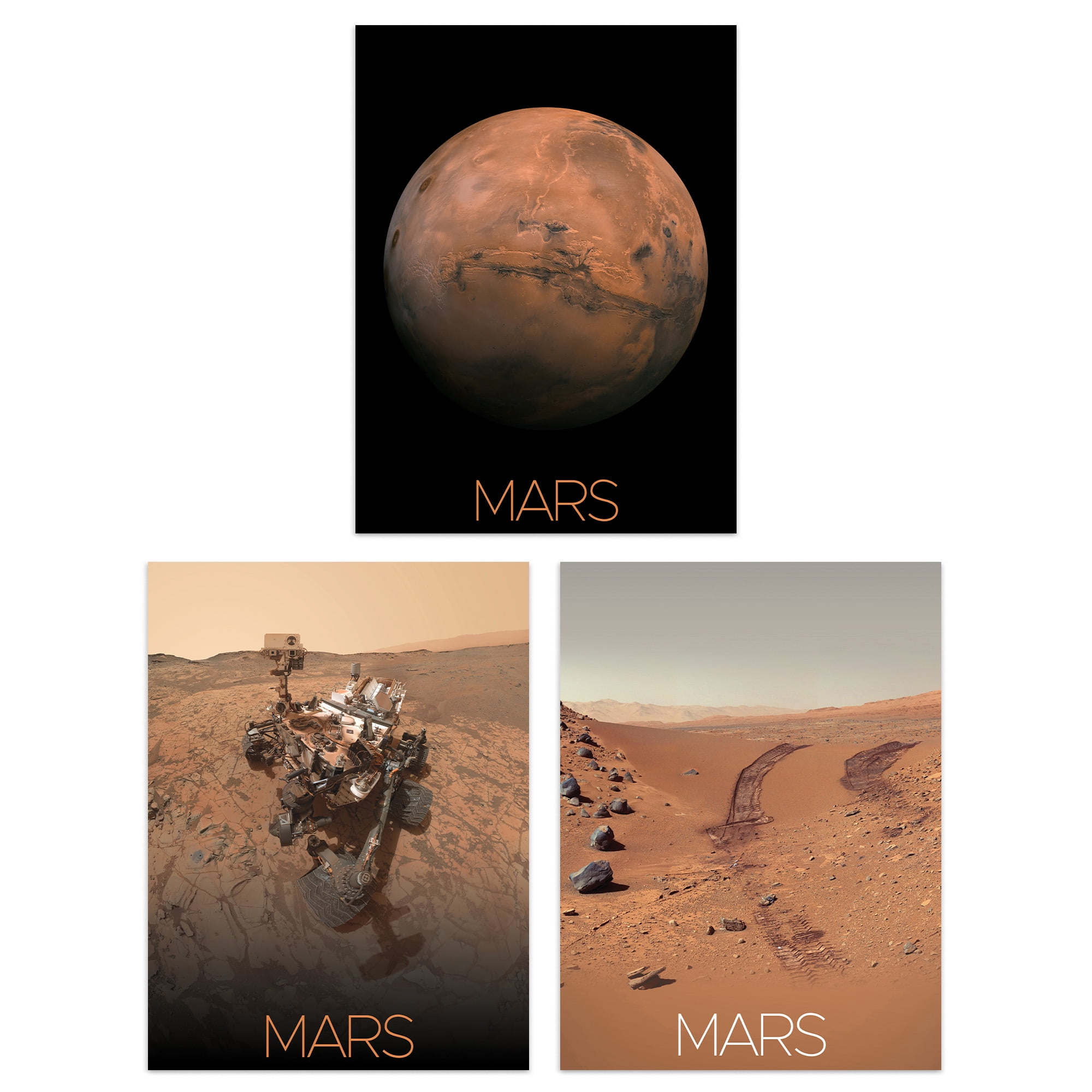 Pack of 3 NASA Our Solar System Planet Mars Images Curiosity Rover Red ...