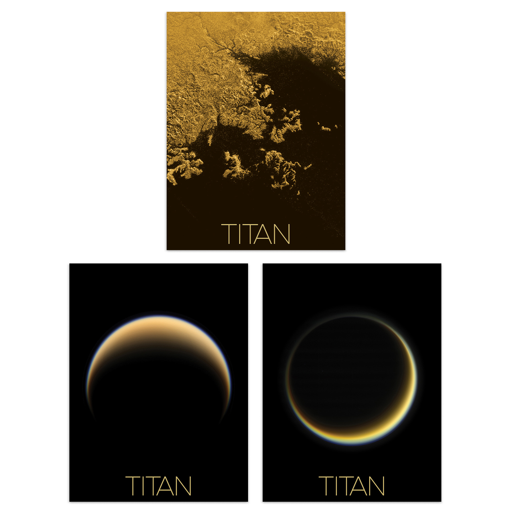 Pack of 3 NASA Our Solar System Saturn's Moon Titan Ligeia Mare Lake ...