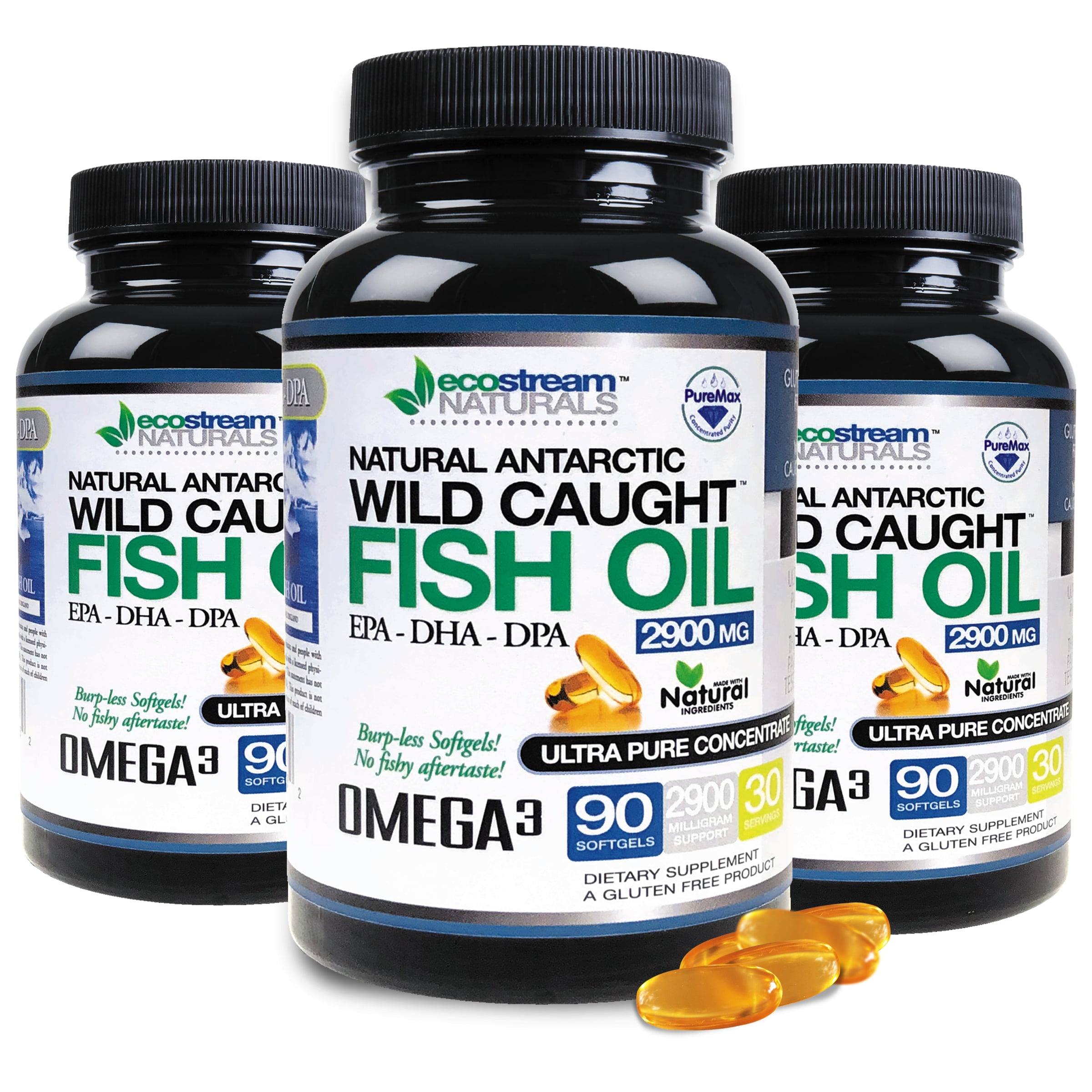 (Pack of 3) Natural Antarctic Wild Caught Omega 3 Fish Oil DPA-EPA-DHA ...