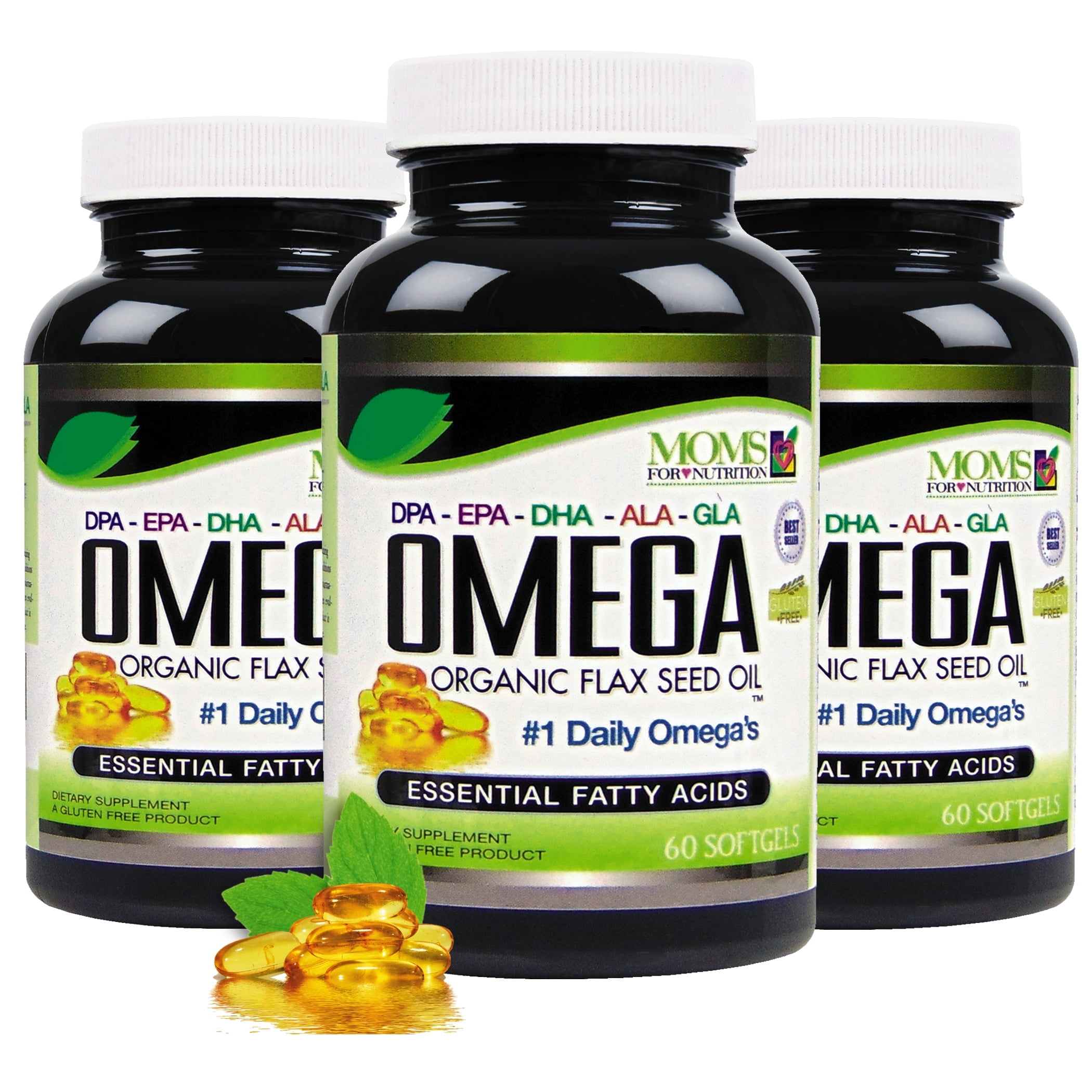 (Pack of 3) Omega 3-6-9 Blend with DPA, EPA, DHA, ALA and GLA and Organic Flax Seed Oil Plus ...