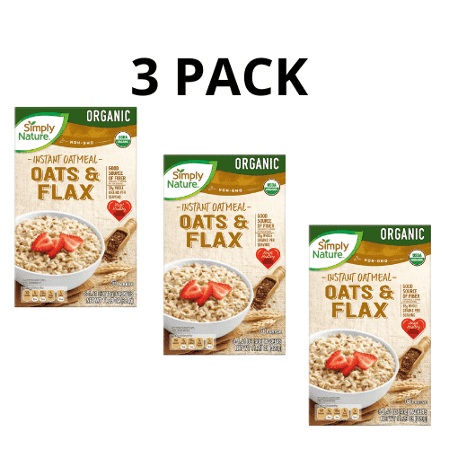Simply Nature Pack of 3 - Organic Oats and Flax Instant Oatmeal Packets ...