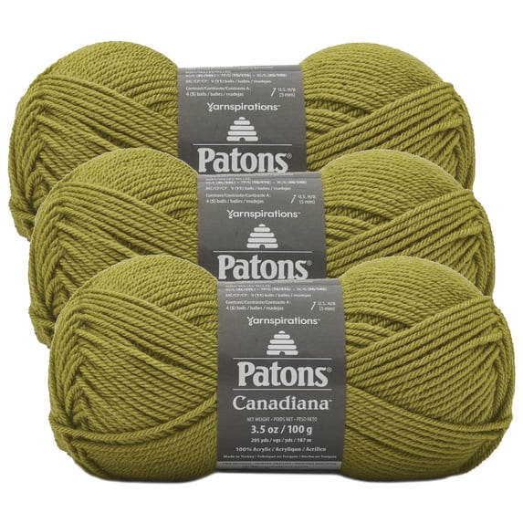 (Pack of 3) Patons Canadiana Yarn - Solids-Spring Green - Walmart.com