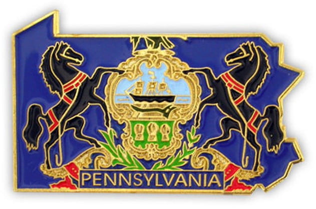 Pack of 3 Pennsylvania Map Shaped Lapel Pins; Three Tie Pin Badges with ...