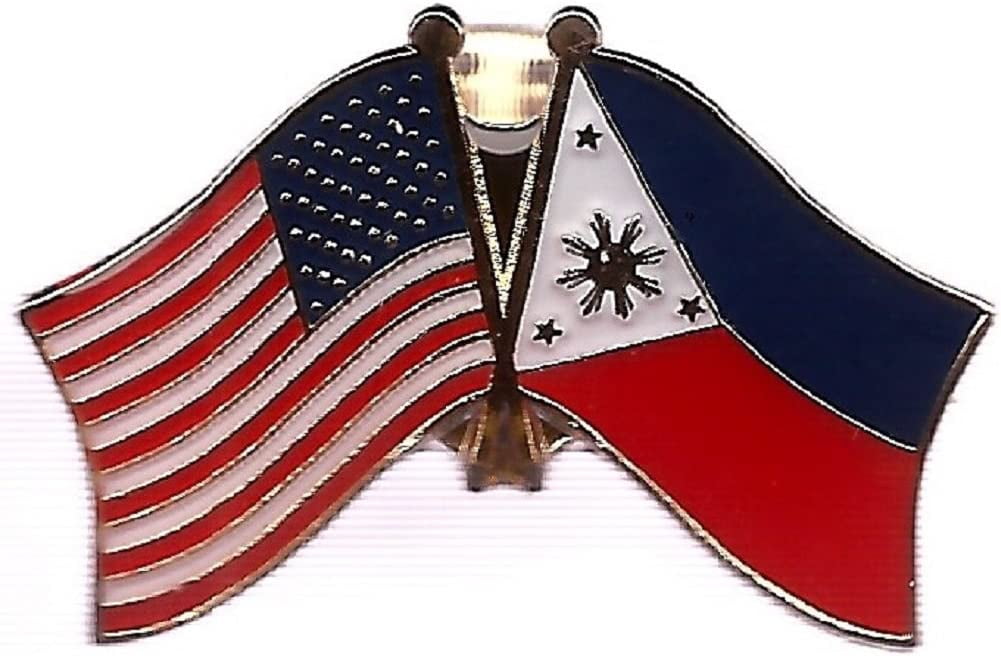 Pack of 3 Philippines & US Crossed Double Flag Lapel Pins, Filipino ...