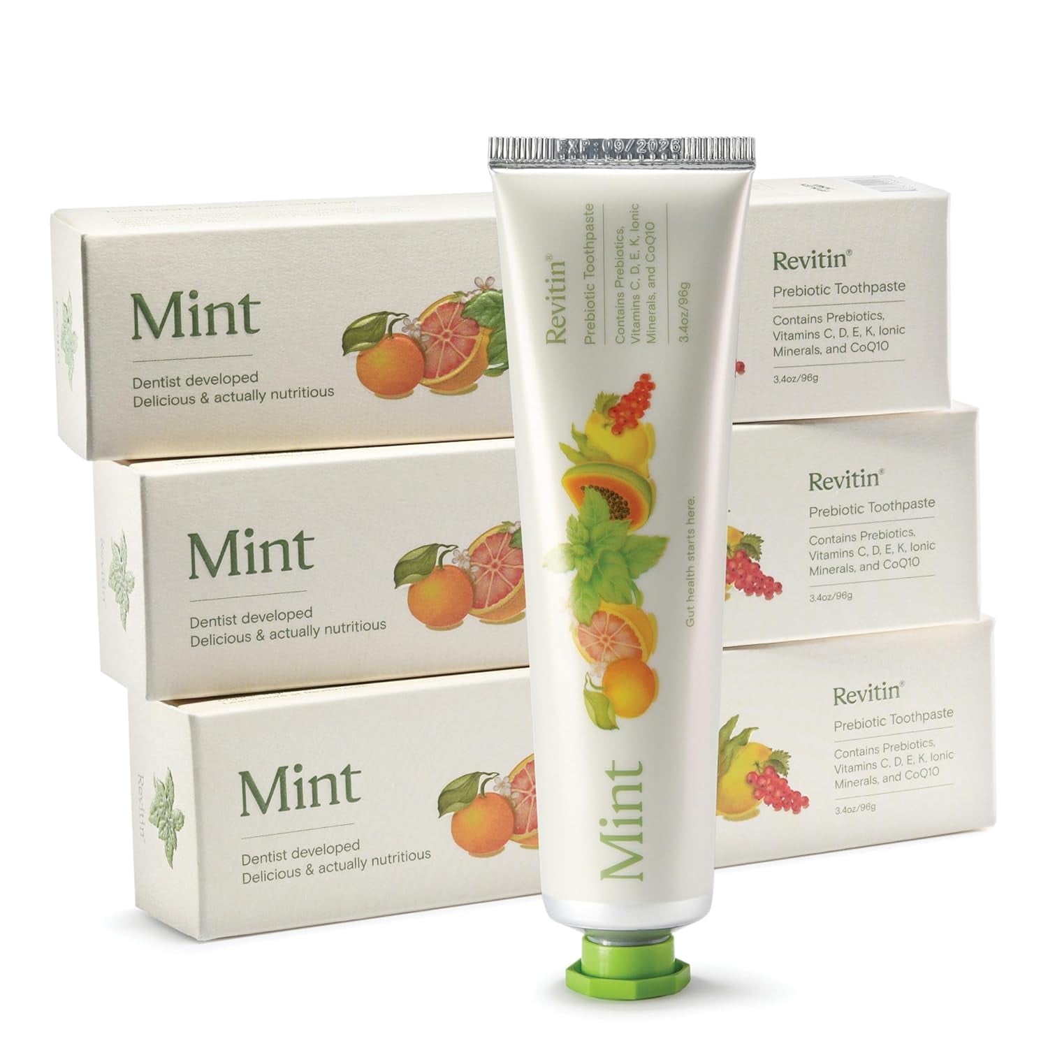 Pack of 3 - Revitin Natural Toothpaste and Prebiotic Oral Therapy, Mint ...