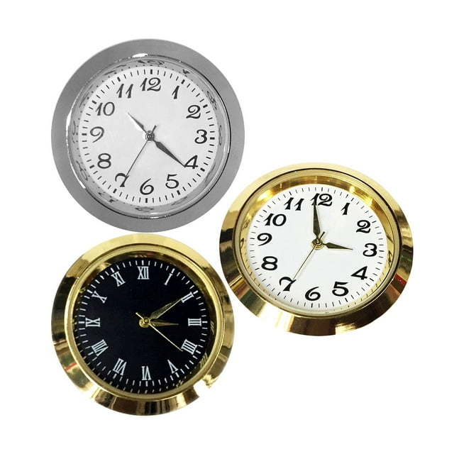 Pack of 3 Round Clock Insert With Numerals Clock Face Metal Mini Clock ...