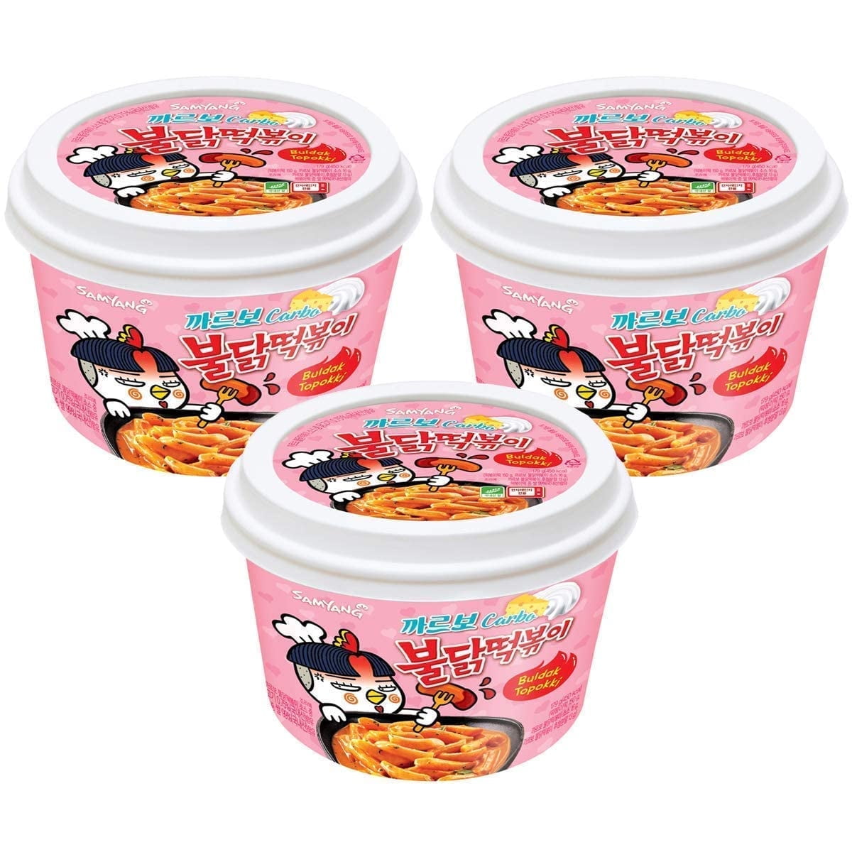 Samyang Pack of 3 Carbo Buldak Spicy Roast Chicken Korean Rice Cakes ...