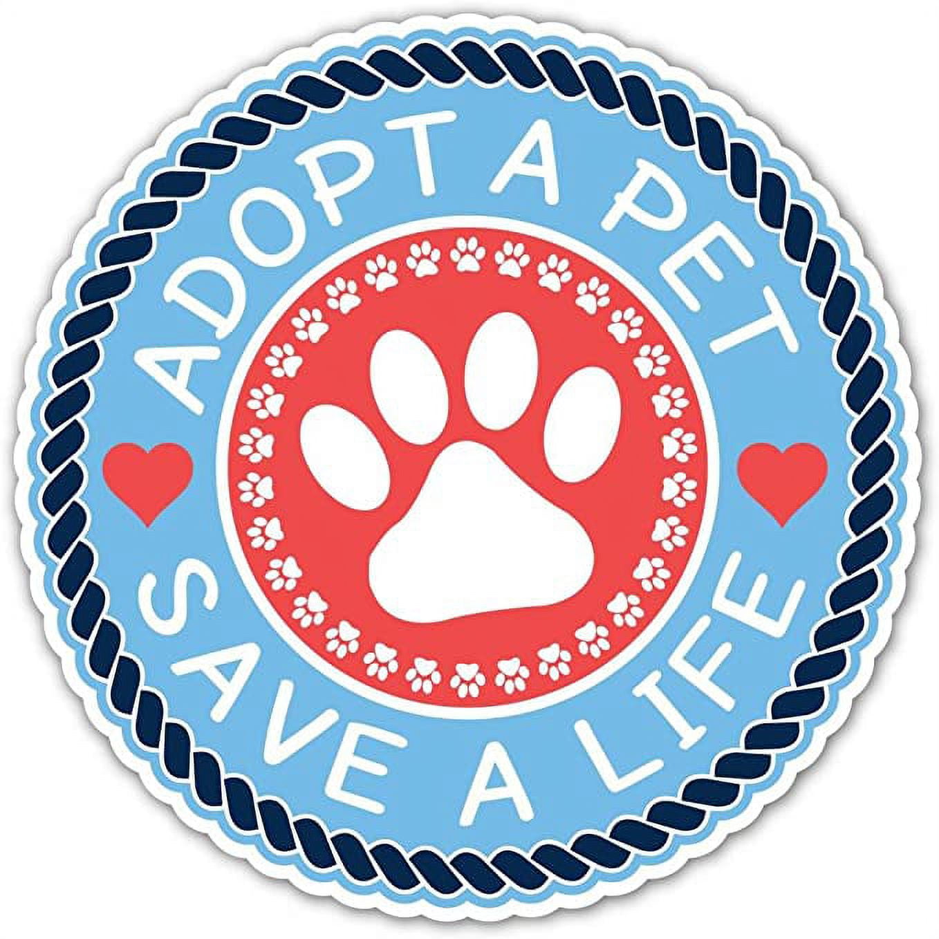 (Pack of 3 Stickers) Adopt a Pet and Save a Life Baby Blue Color Paw ...