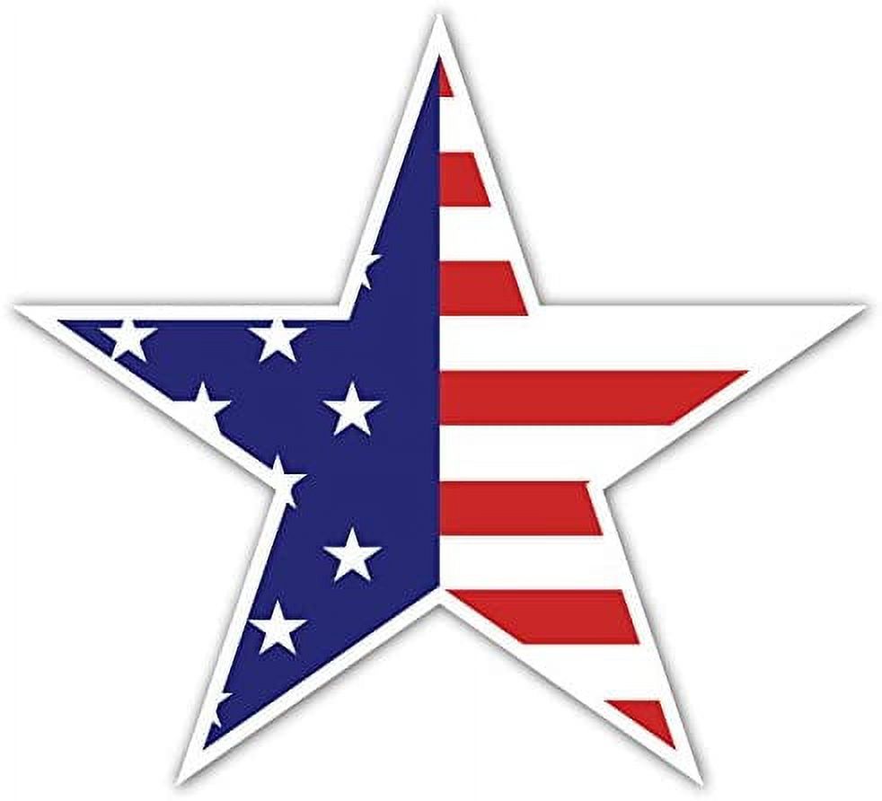 (Pack of 3 Stickers) American US Flag Star shaped Half Stars Half ...