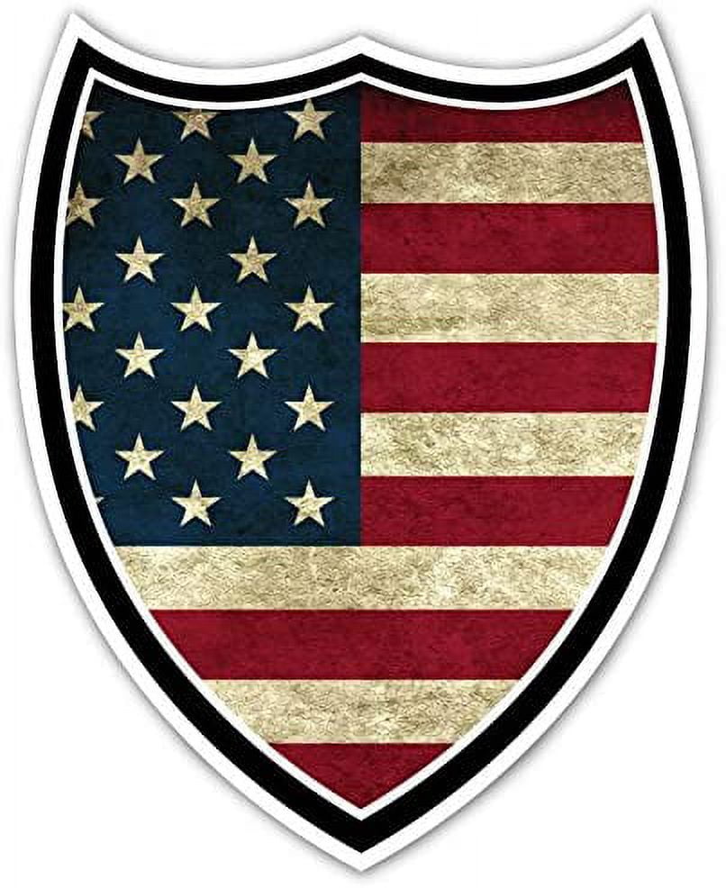 (Pack of 3 Stickers) US Flag Shield Vinyl Decal Bumper Sticker 4” X 5 ...