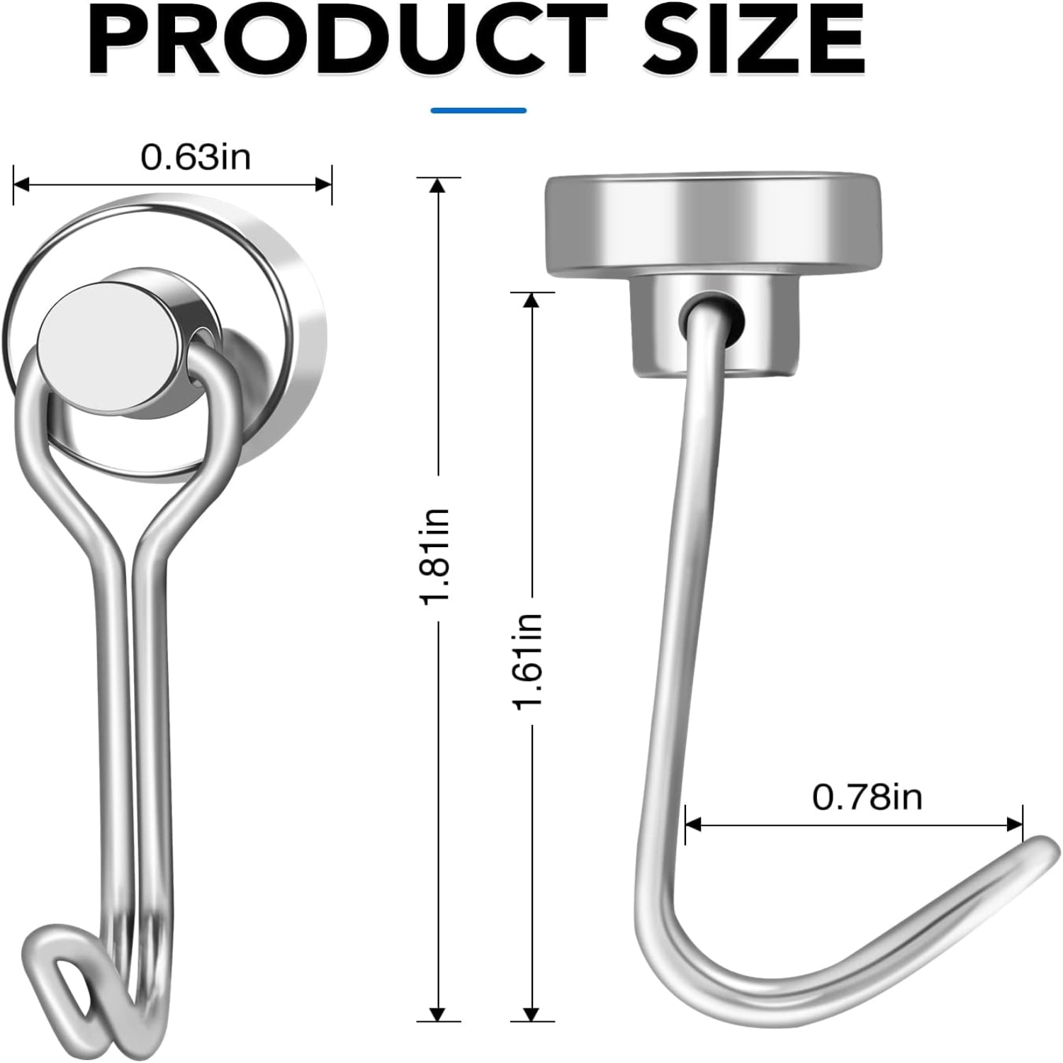 Pack of 3 Strong Black Swivel Magnets 25LBS Capacity for Hanging in ...