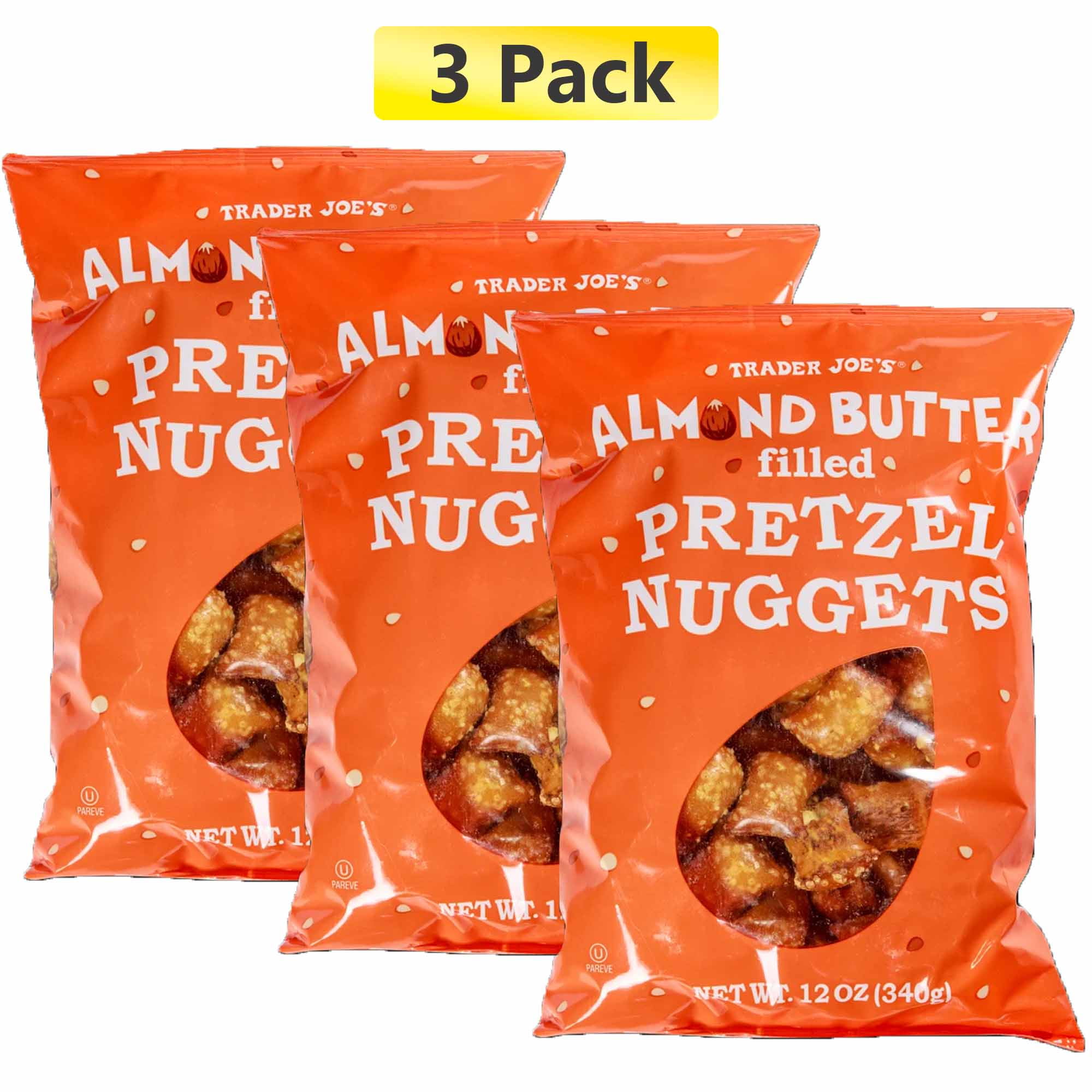 Pack of 3 Trader Joe's Almond Butter Filled Pretzel Nuggets | 12 oz ...