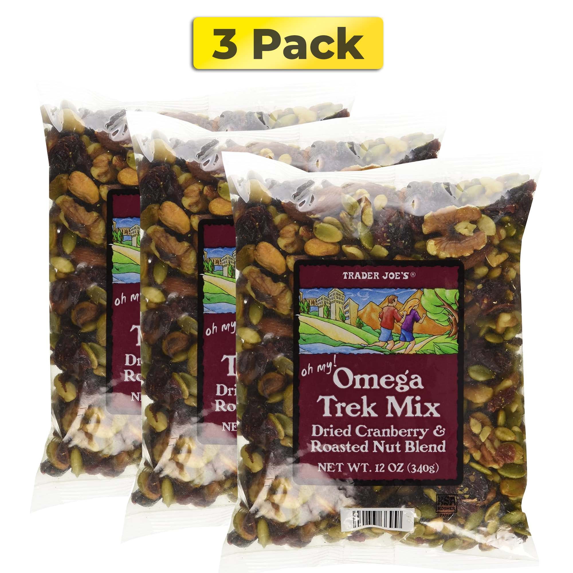 Pack of 3 Trader Joe's Omega Trek Mix with Fortified Cranberries ...
