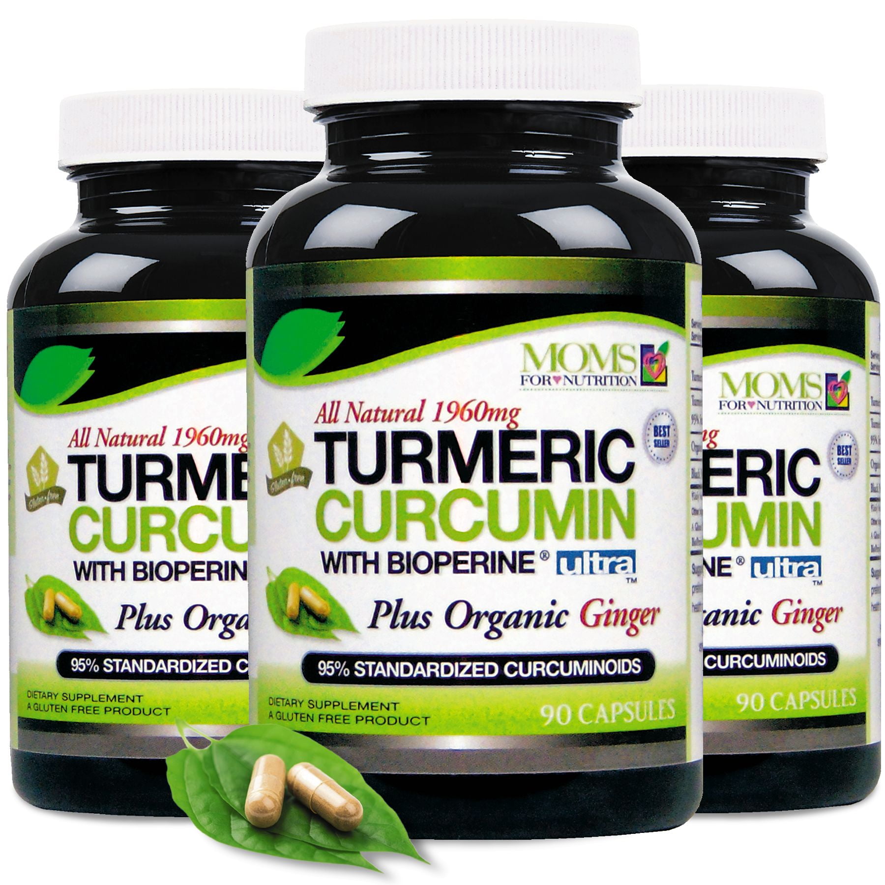 (Pack of 3) Turmeric Curcumin Complex with Black Pepper & Ginger Root ...