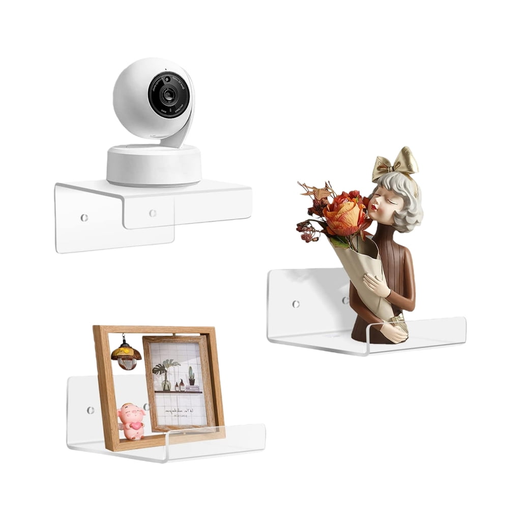 Pack of 3 Wall Mount Shelves for Security Cameras Remote Controls Home ...