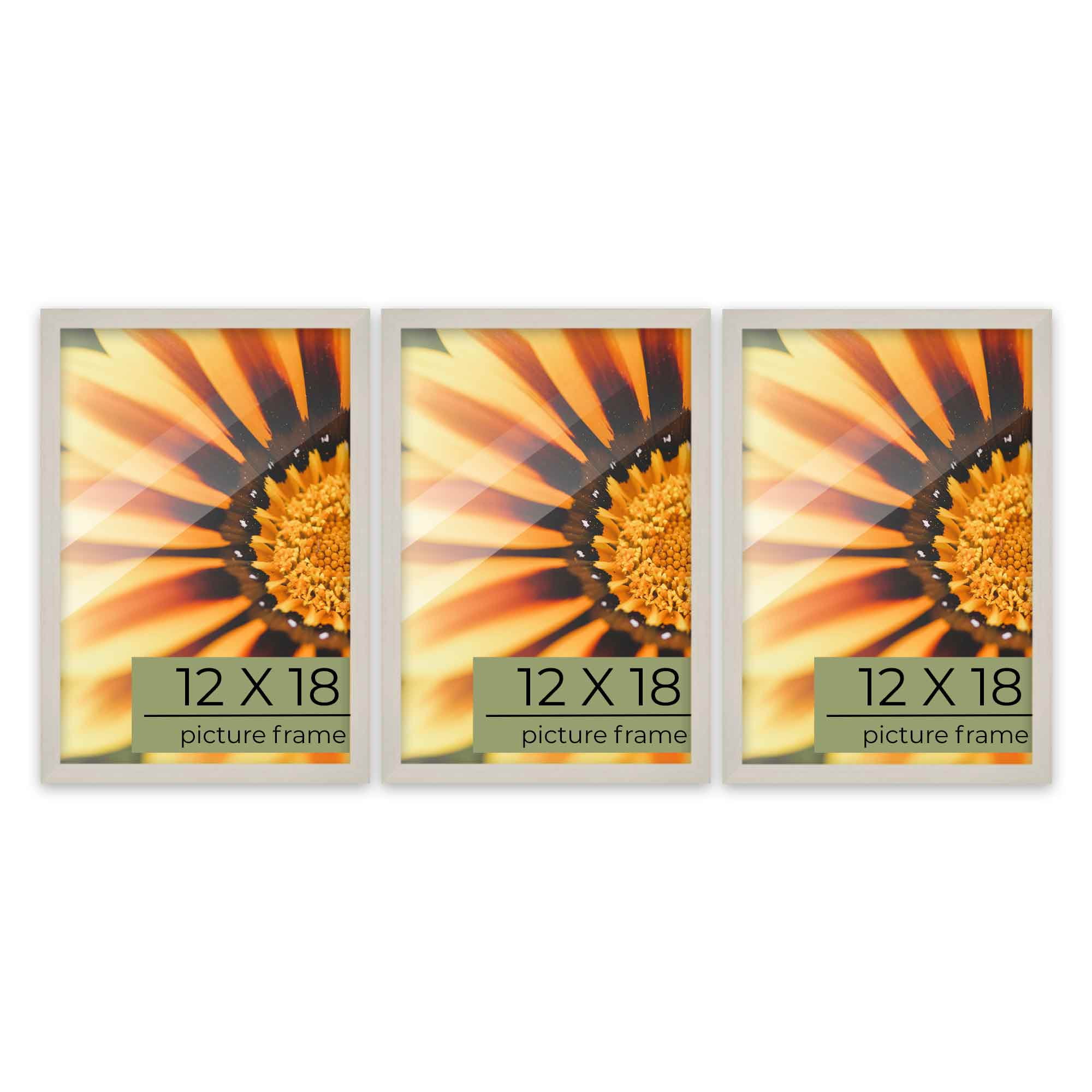 Pack of 3 White Washed 12x18 Picture Frames | Solid Wood | UV-Resistant ...