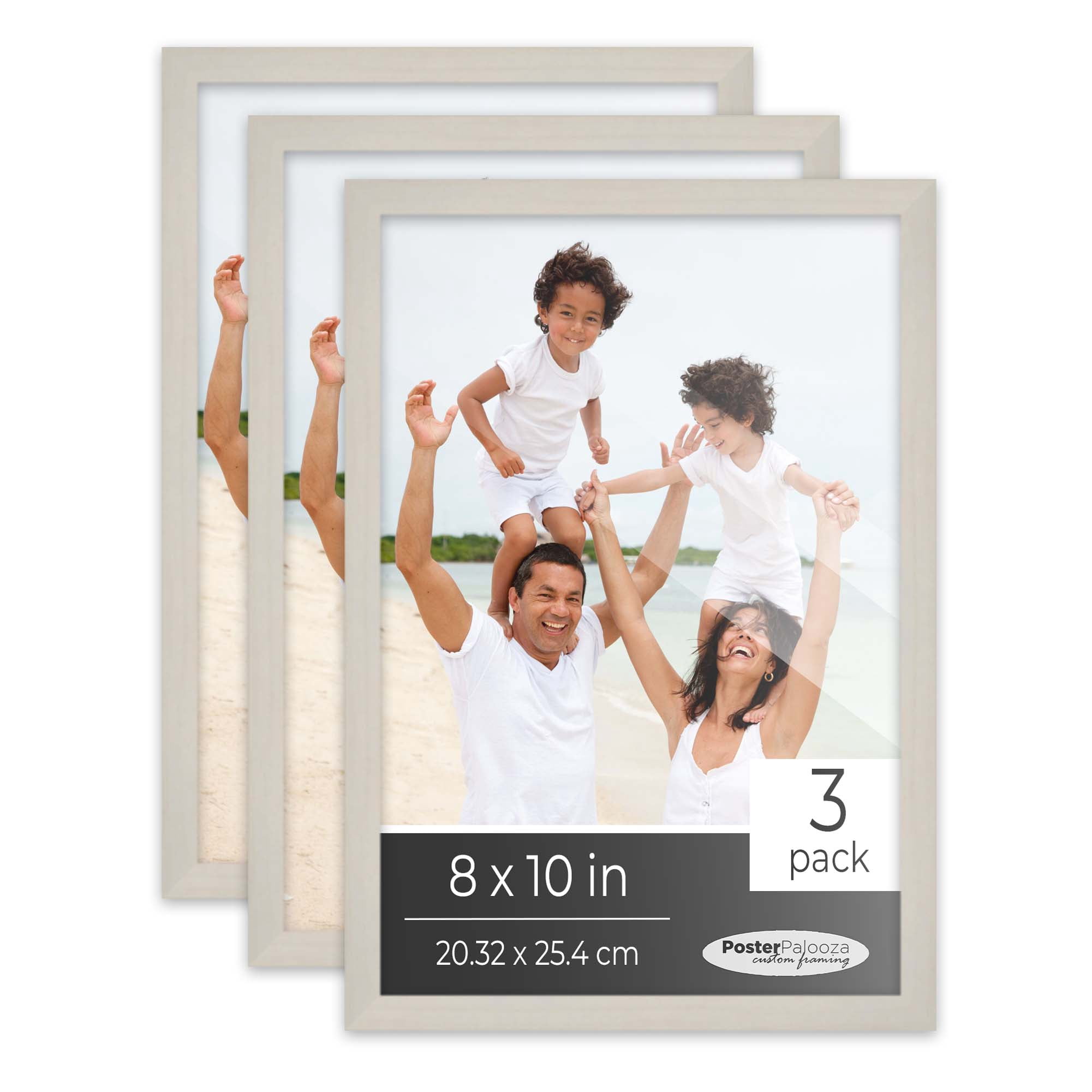 Pack of 3 White Washed 8x10 Picture Frames | Solid Wood | UV-Resistant ...