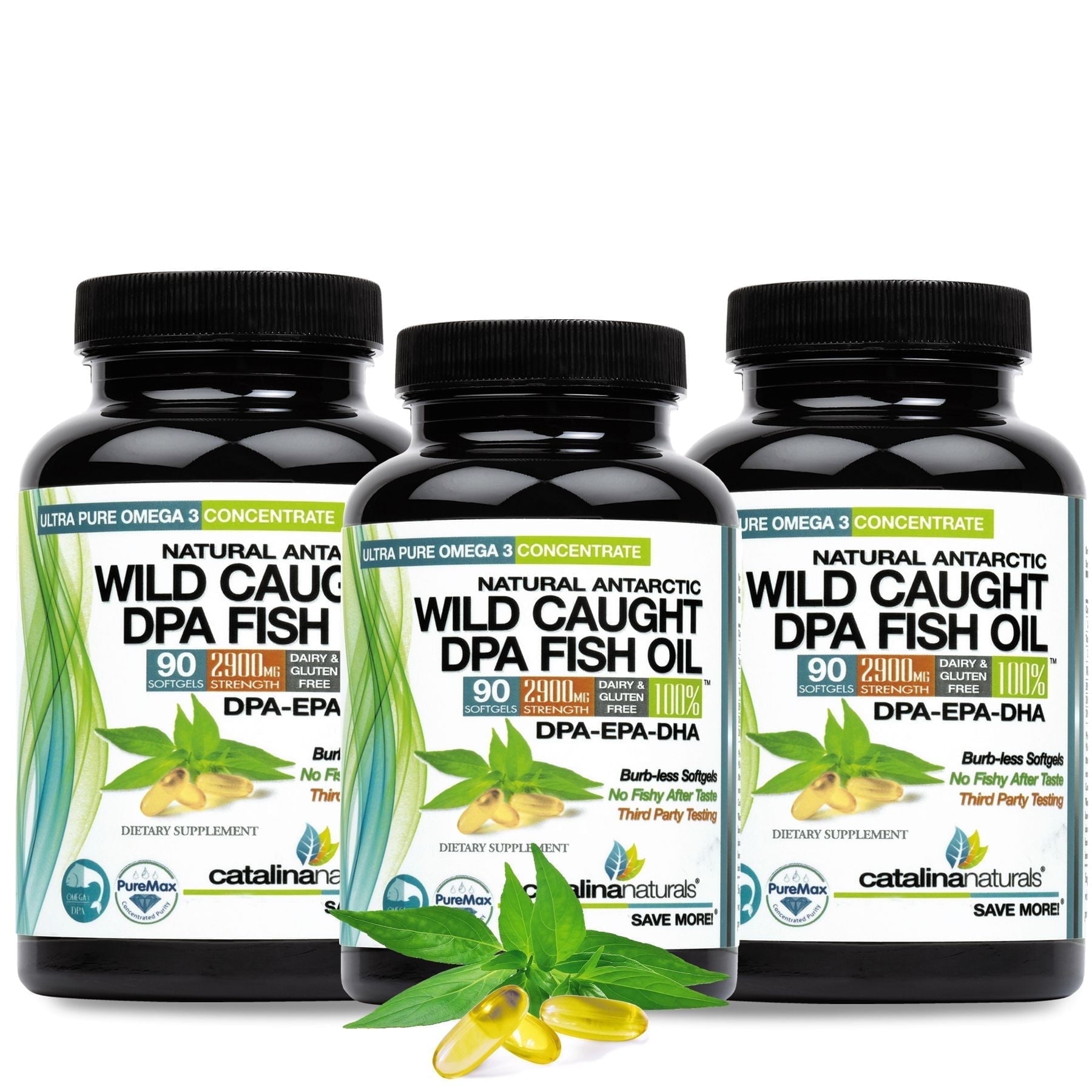 (Pack of 3) Wild Caught Omega-3 DPA Fish Oil - 2900 mg with DPA, EPA & DHA - 90 SoftGels ...