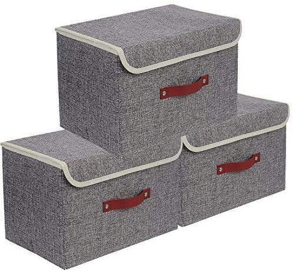 Pack of 3 storage boxes with lids, foldable stackable storage boxes for ...