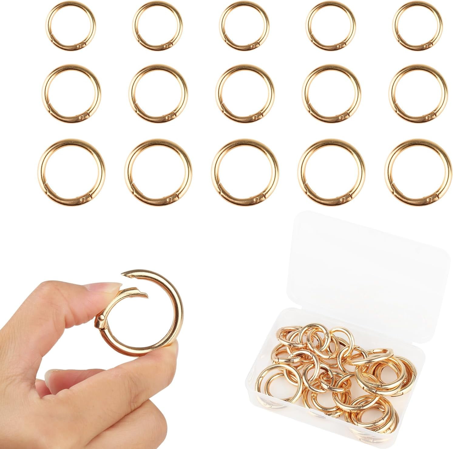 Pack of 30 Carabiner Round - Gold Carabiner Hooks for Key Organization ...