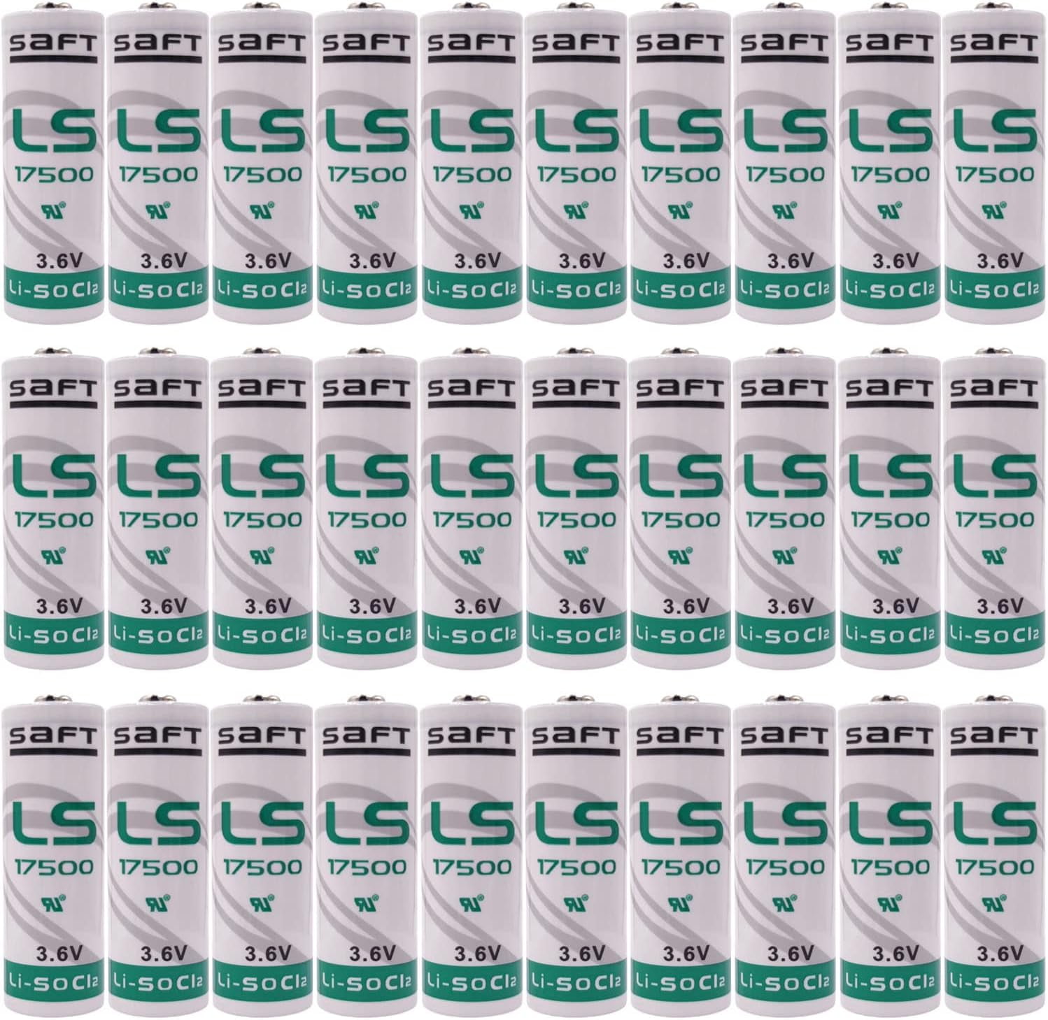 (Pack of 30) LS17500 3.6V Lithium Battery 3600mAh for SAFT LS17500 3.6 ...