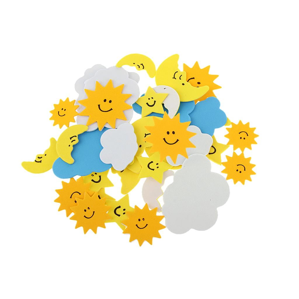 Pack of 30 Mixed Sun Moon Clouds Sticker for Kids Children Decoration ...
