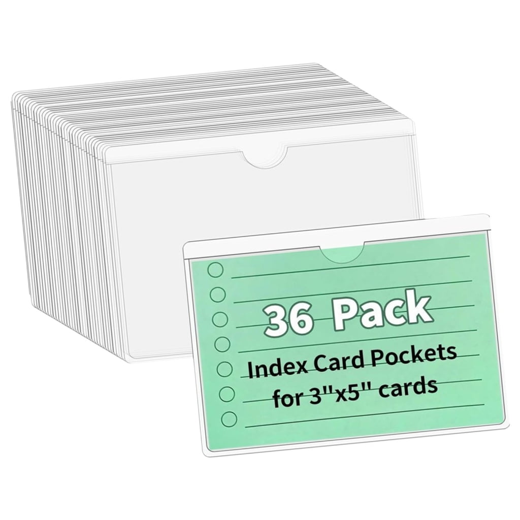 Pack of 36 Clear Label Holders Adhesive Design Insert Pockets Filing ...