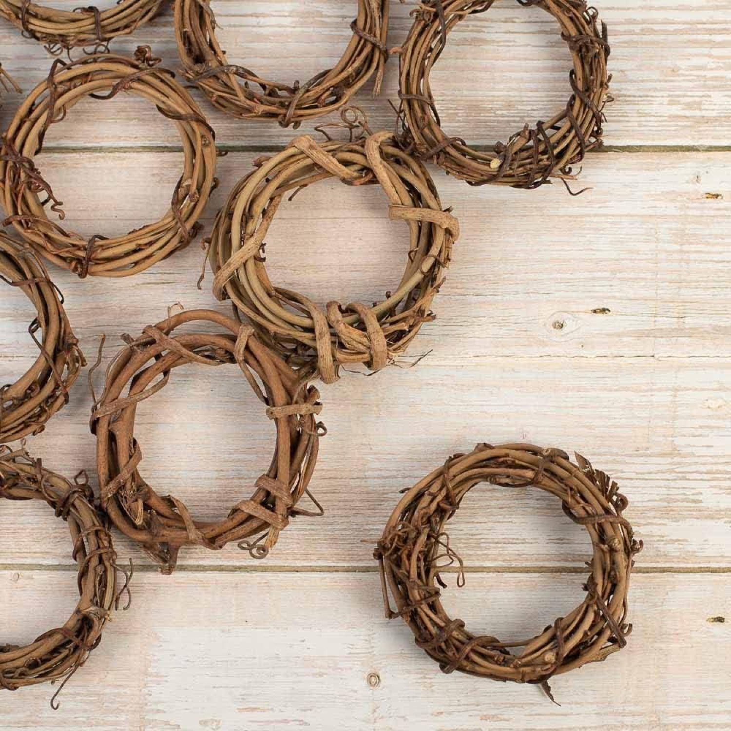 Pack of 36 Mini Grapevine Wreaths - 3 inch Small Natural Dried Vine ...