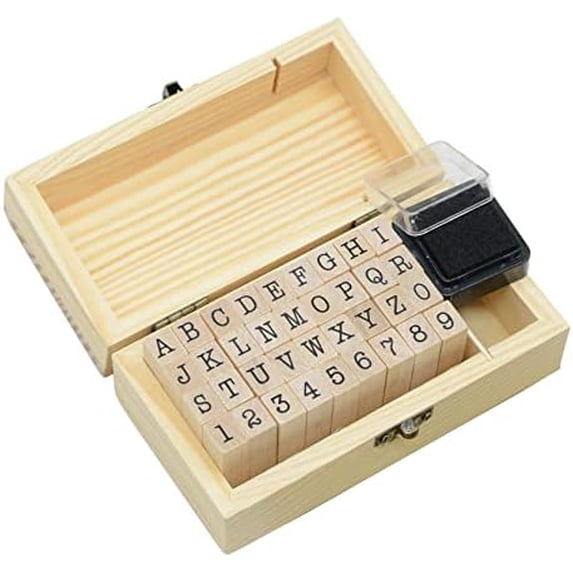Pack of 36 Pcs Small Wooden Rubber Stamps 0.2 Inch of Letter and Number ...