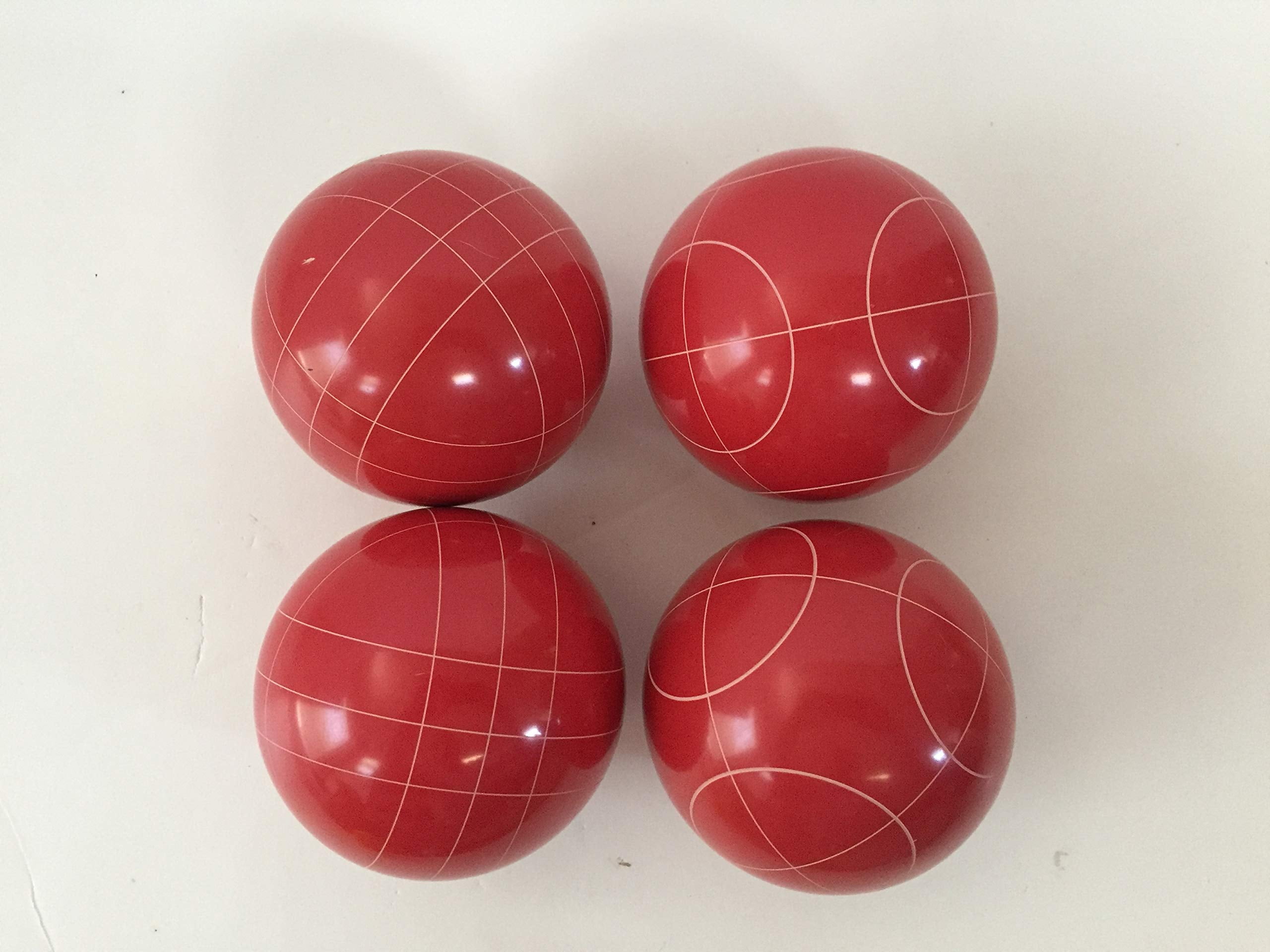 Pack of 4-107mm Bocce Balls (4 of 8) - Red with 2 Different Scoring ...